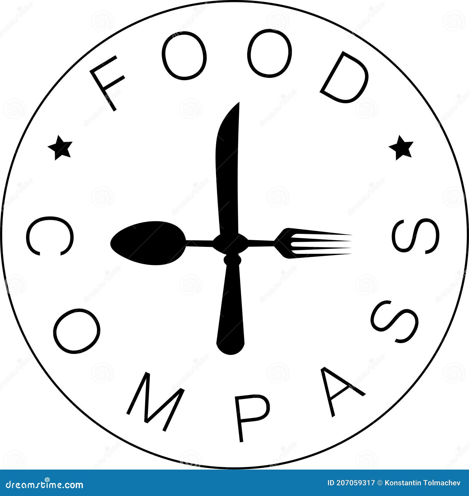 Food Compass Logo with Spoon Fork and Knife Arrow Stock Illustration ...