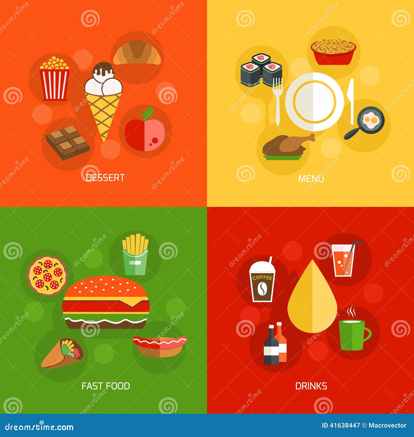 Food composition flat stock vector. Illustration of lunch - 41638447
