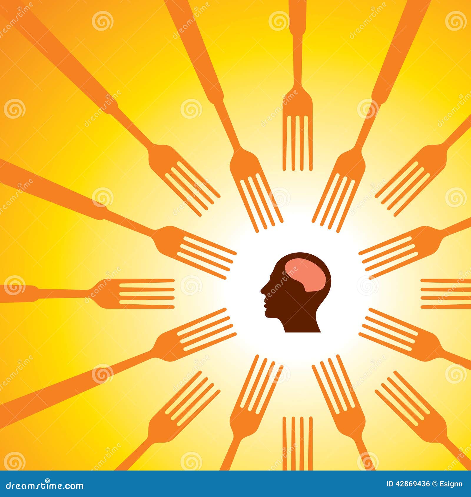 Food Concept with Human Brain Stock Vector - Illustration of intellect ...