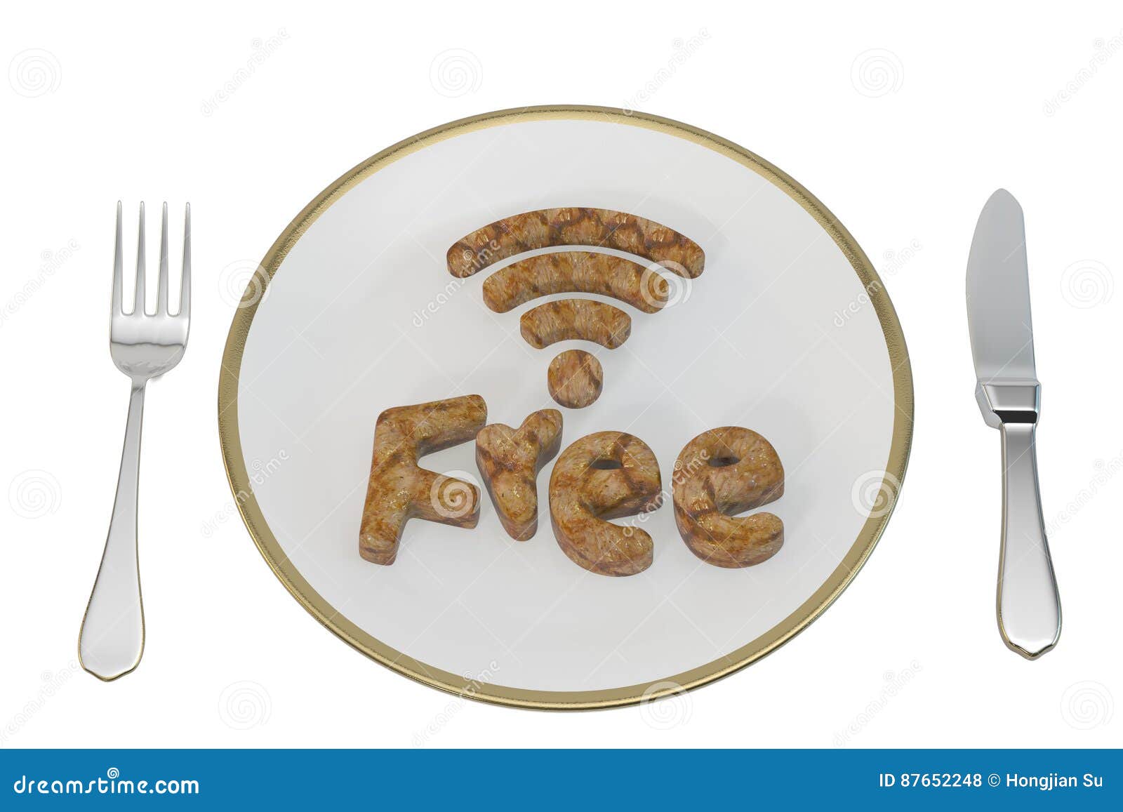 Food Consisting of Free Wifi,3D Rendering. Stock Illustration ...
