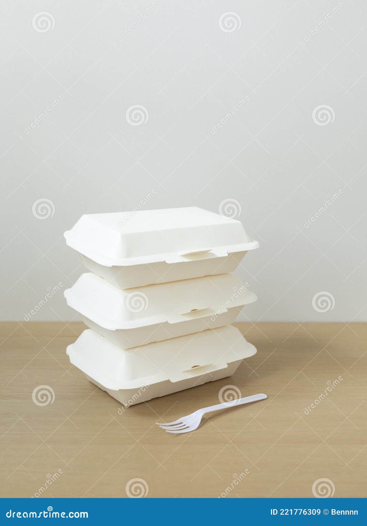Food Containers Box on Wood Table. Stock Image - Image of color ...