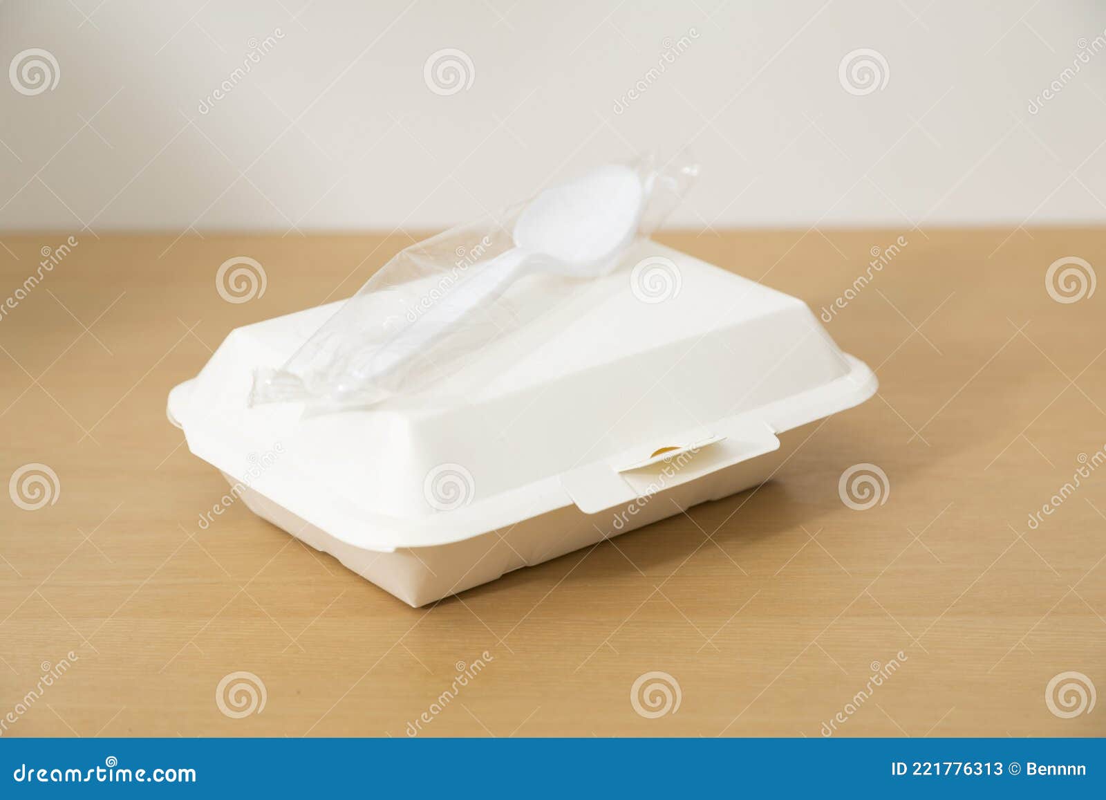 Food Containers Box on Wood Table. Stock Image - Image of disposable ...