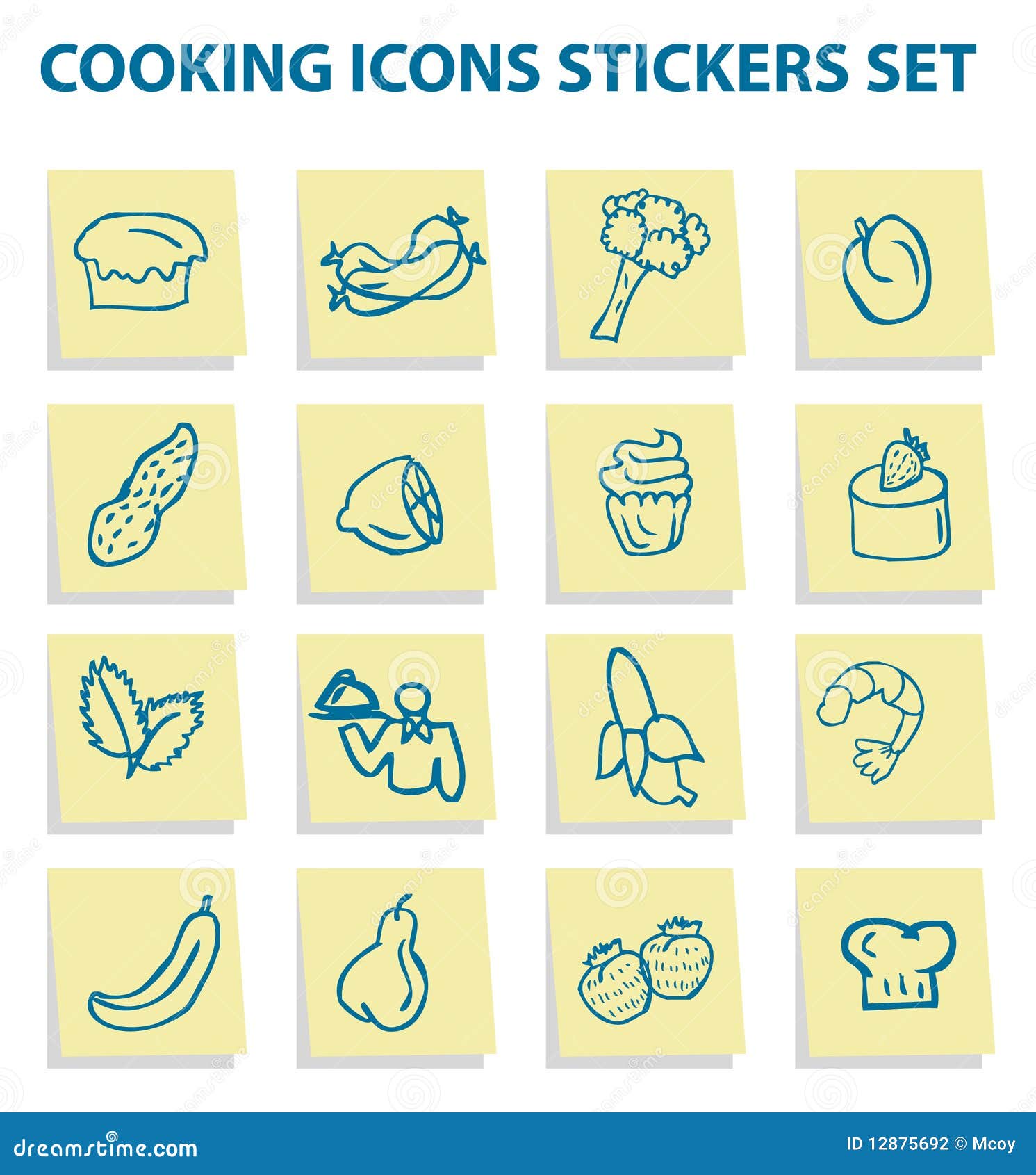 Food and Cook Icons Stickers Set Stock Illustration - Illustration of ...