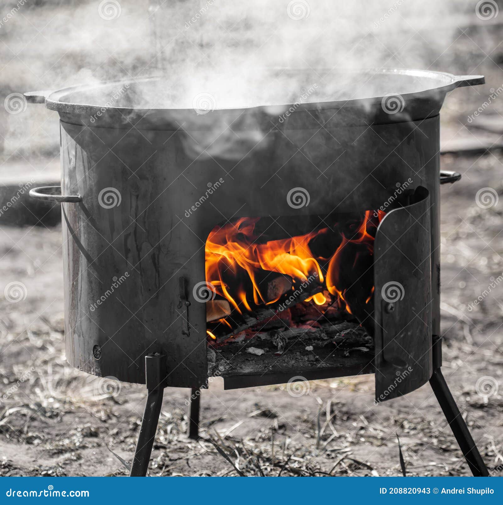 Food is Cooked in a Cauldron Stock Image - Image of campfire, homemade ...