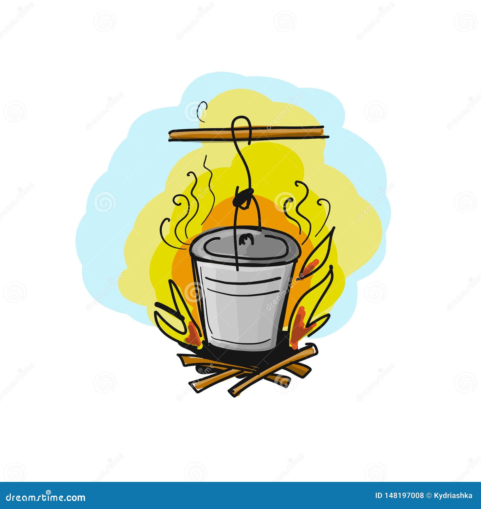 Food cooked on fire stock vector. Illustration of cauldron - 148197008