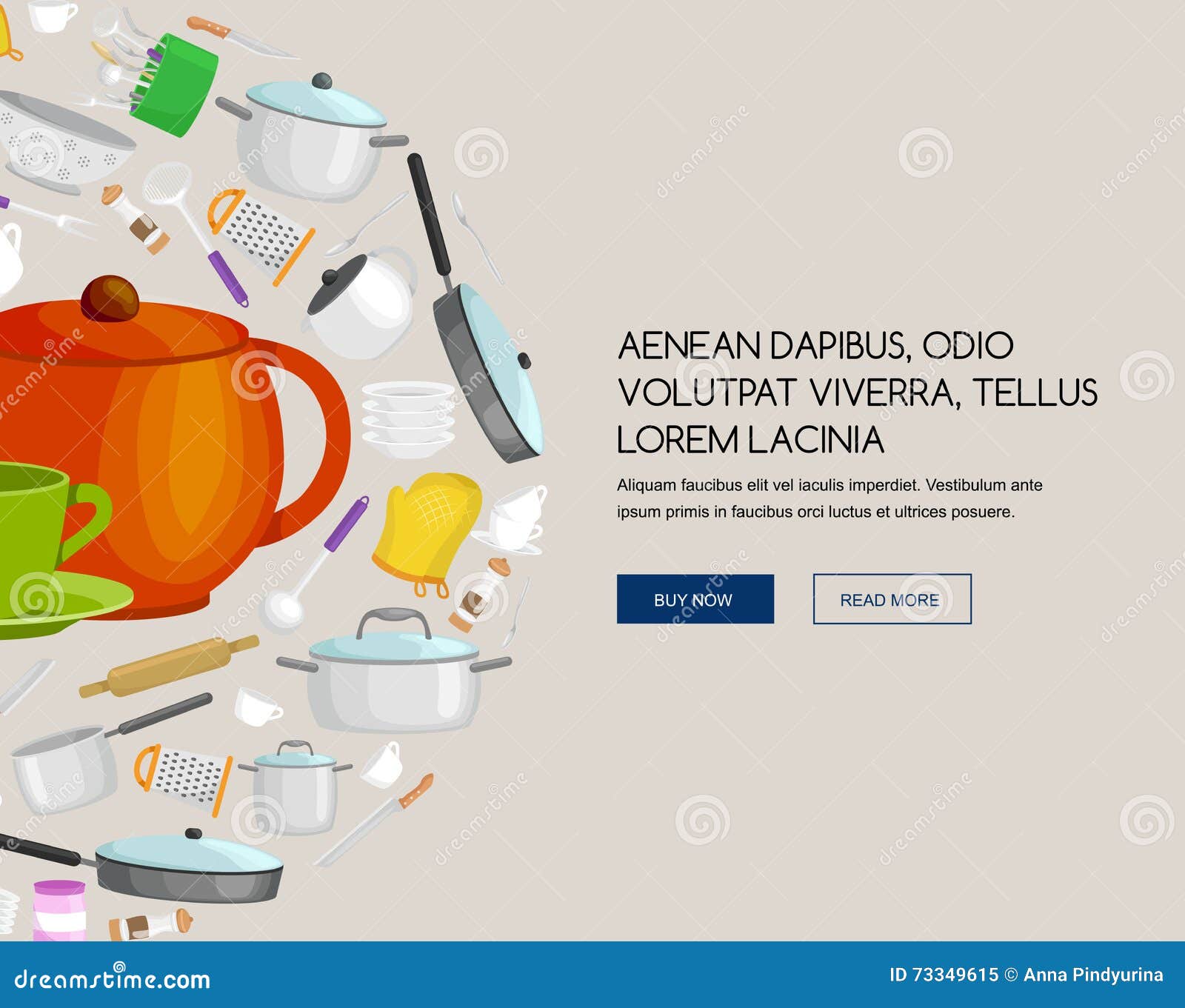 Food and Cooking Banner Set with Kitchenware Utensils Stock Vector ...