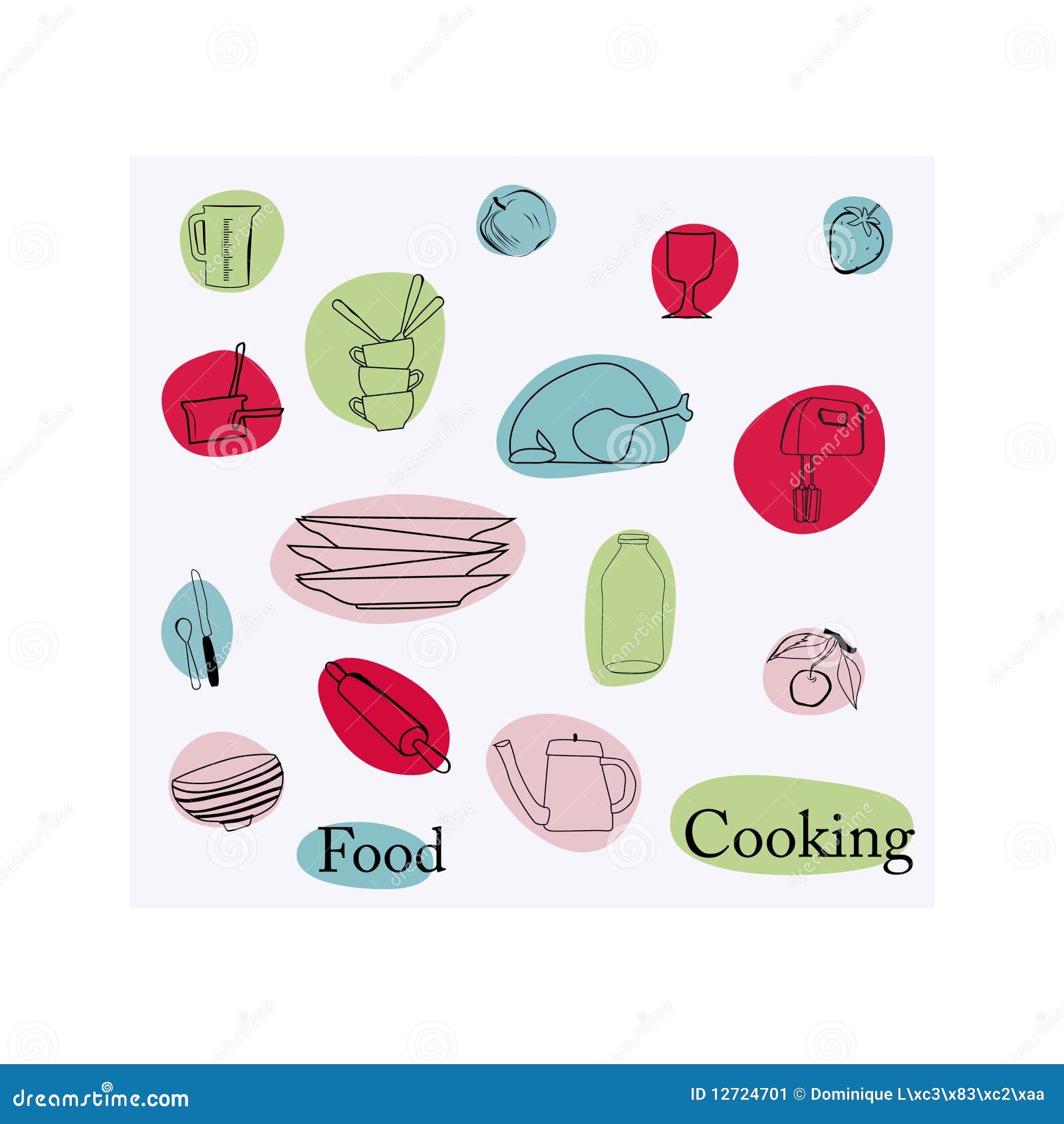Food and cooking elements stock vector. Illustration of casserole ...