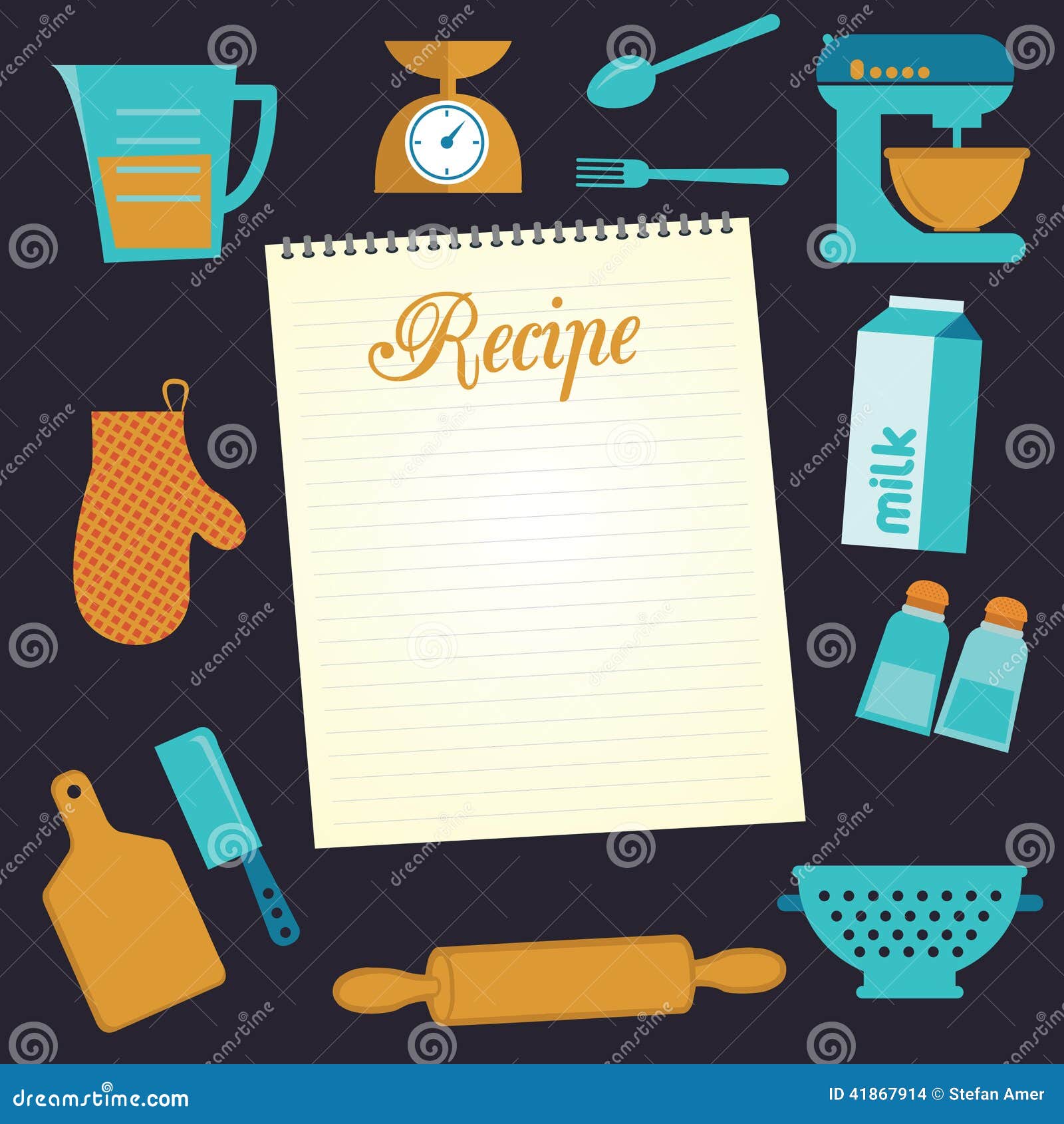 Food and Cooking Recipe Icon Set Stock Illustration - Illustration of ...