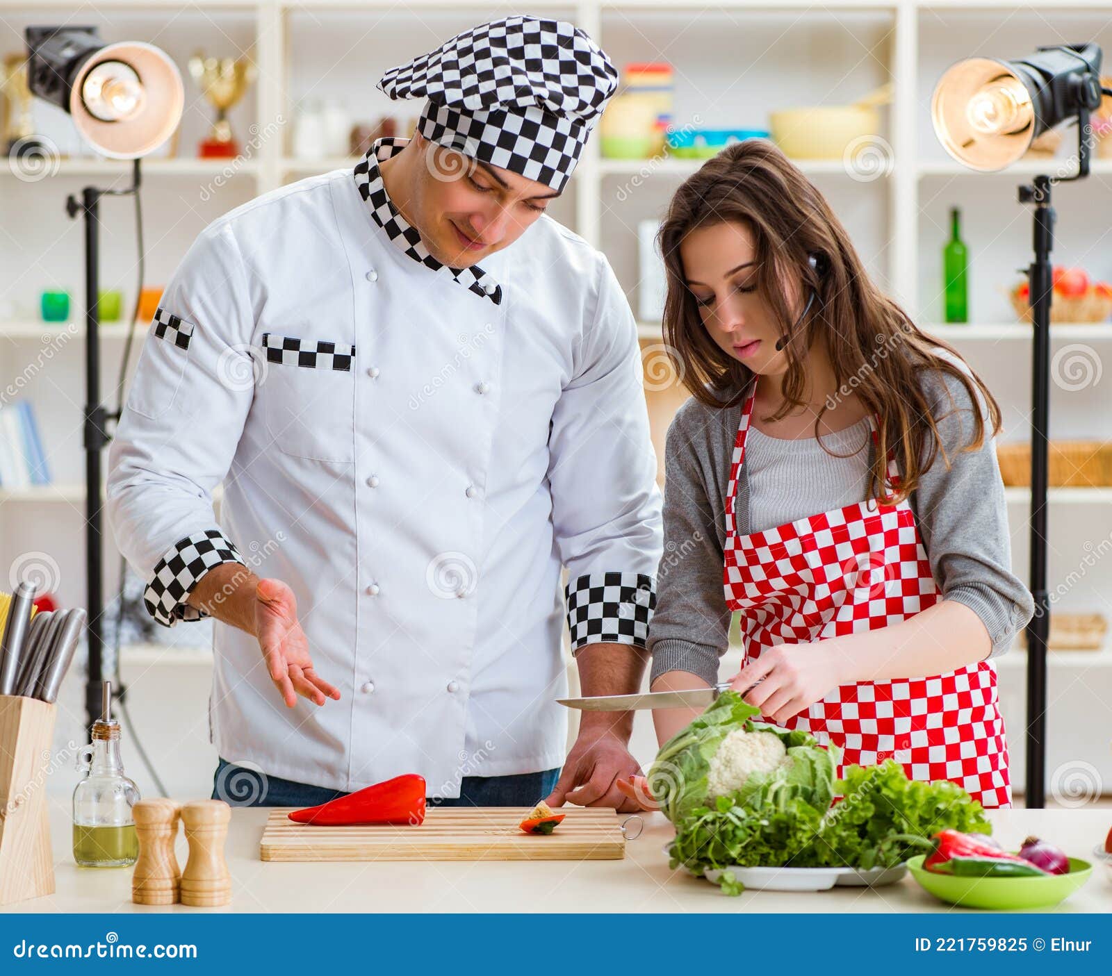 Food Cooking Tv Show in the Studio Stock Image - Image of broadcast ...