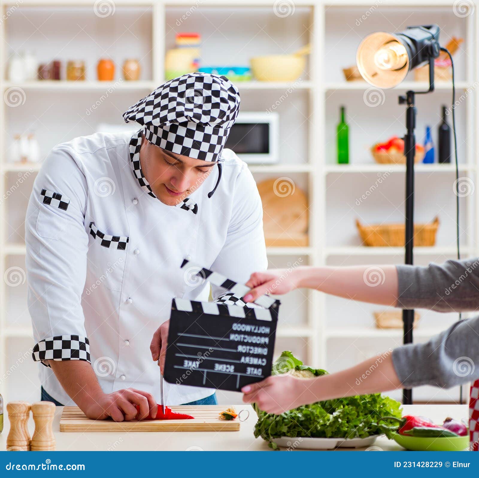 Food Cooking Tv Show in the Studio Stock Image - Image of broadcast ...