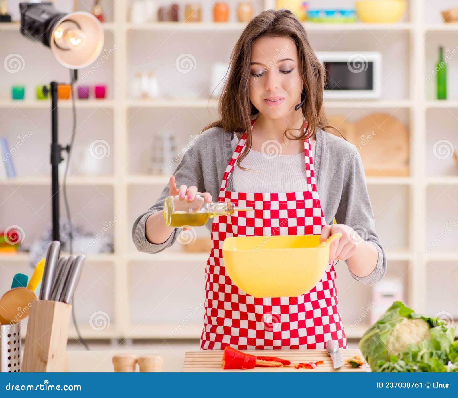 Food Cooking Tv Show in the Studio Stock Image - Image of camera ...