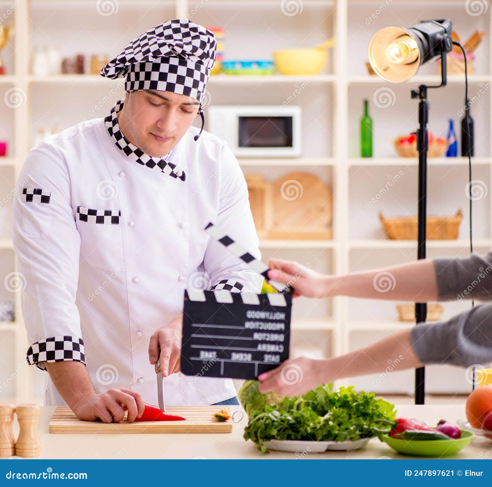 Food Cooking Tv Show in the Studio Stock Image - Image of cook ...