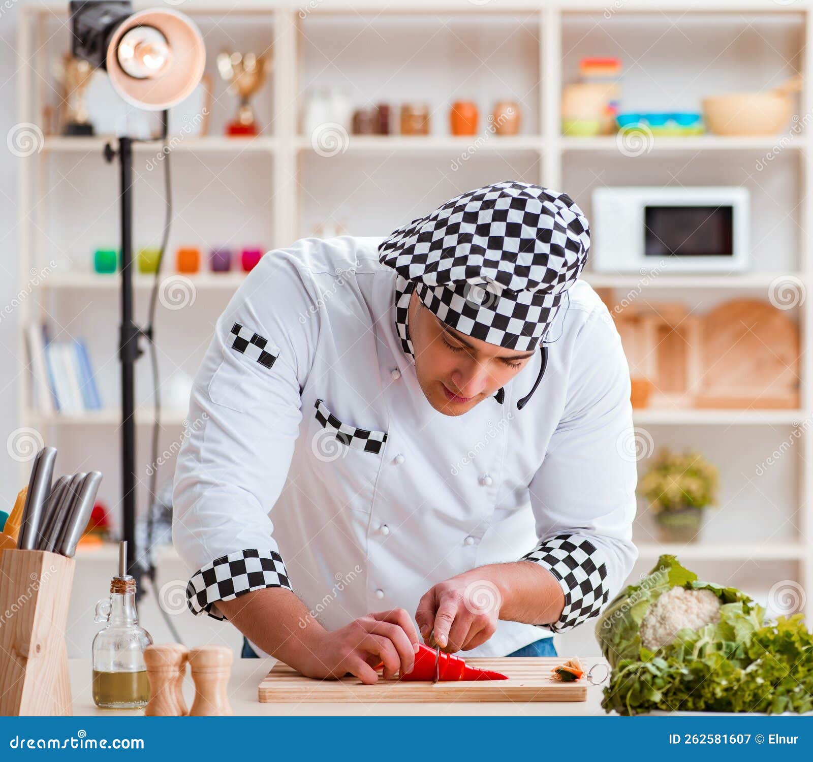 Food Cooking Tv Show in the Studio Stock Image - Image of broadcast ...