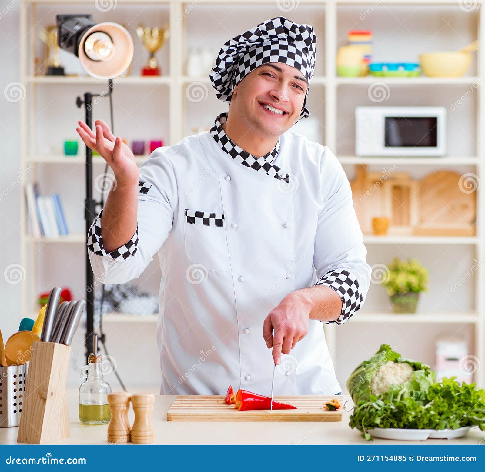 Food Cooking Tv Show in the Studio Stock Image - Image of lights ...