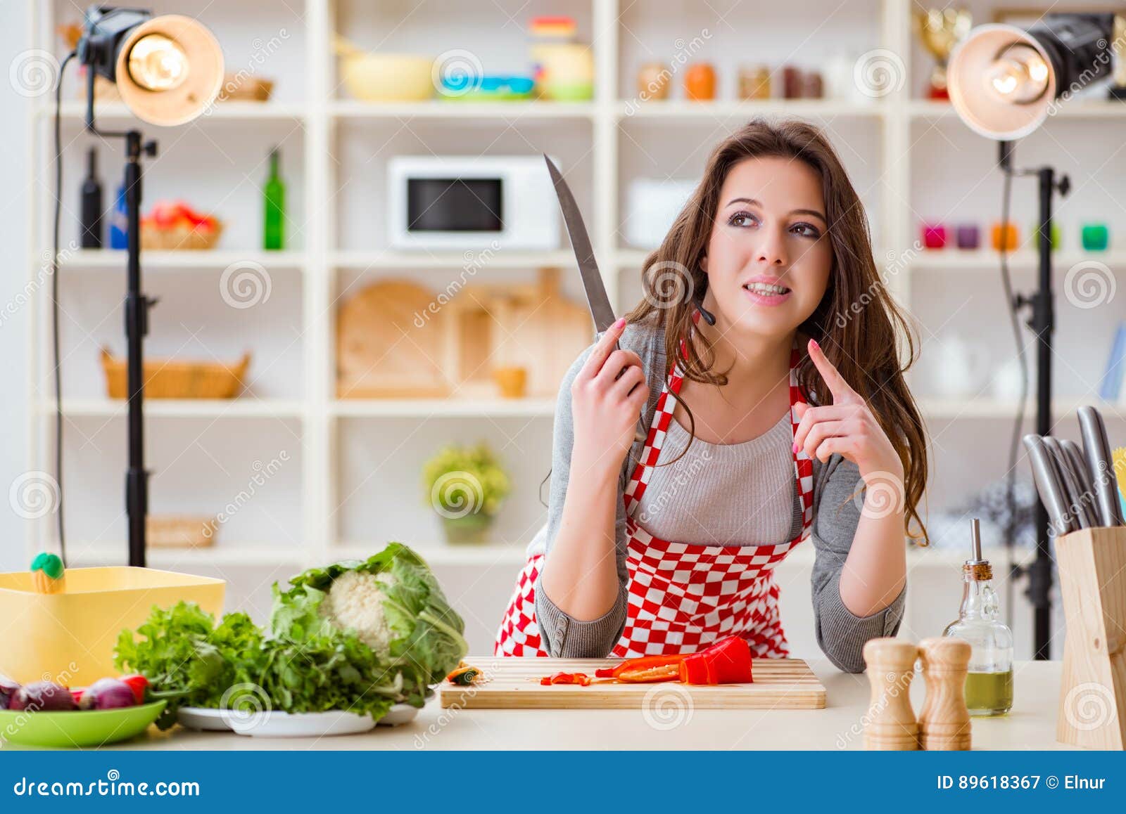 The Food Cooking Tv Show in the Studio Stock Image - Image of cutting ...