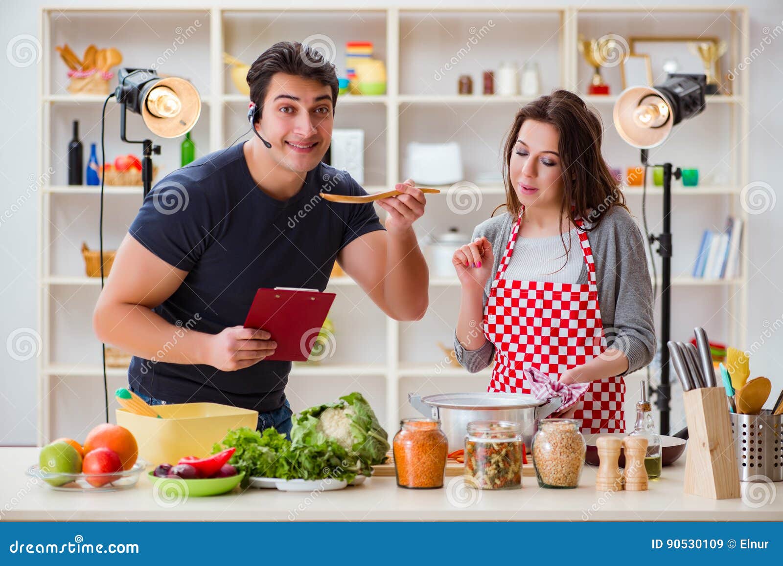 The Food Cooking Tv Show in the Studio Stock Image - Image of cooking ...