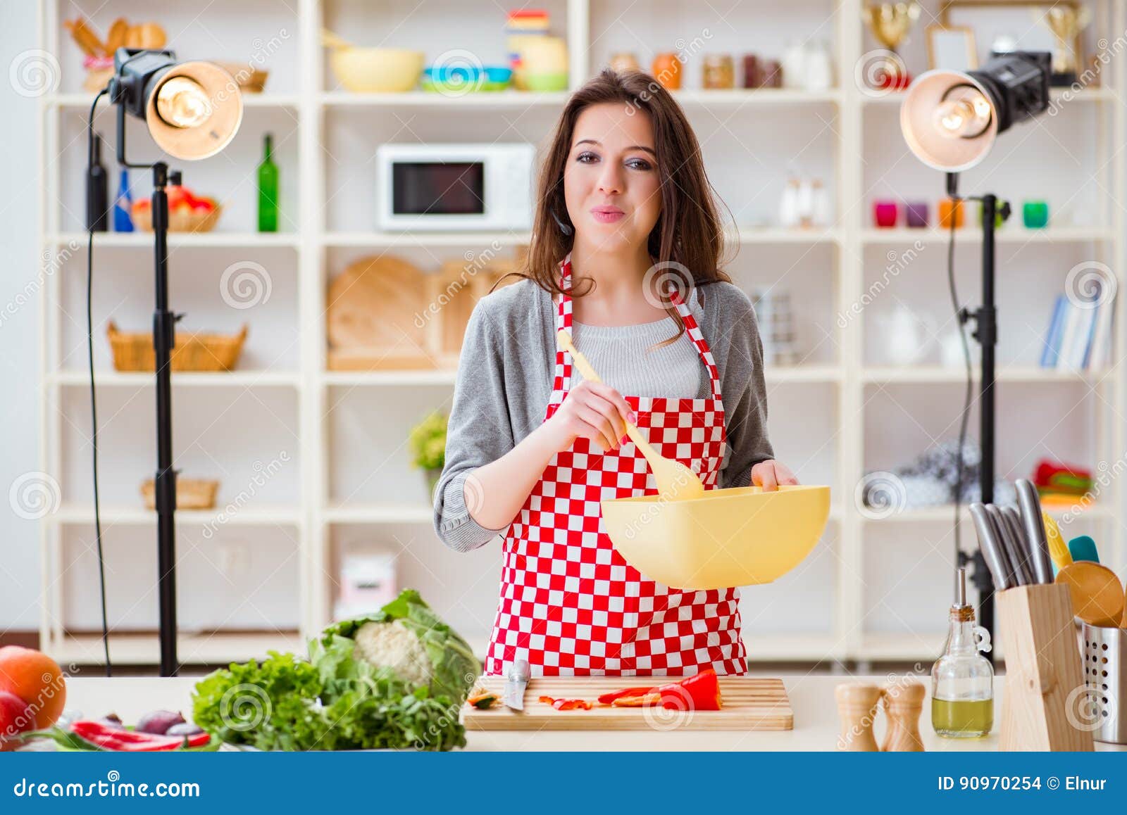 The Food Cooking Tv Show in the Studio Stock Photo - Image of cutting ...
