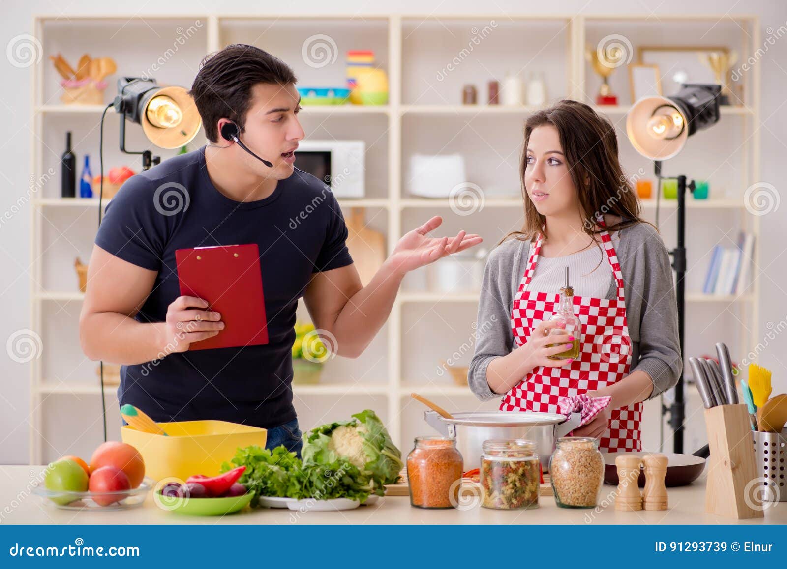 The Food Cooking Tv Show in the Studio Stock Image - Image of lights ...