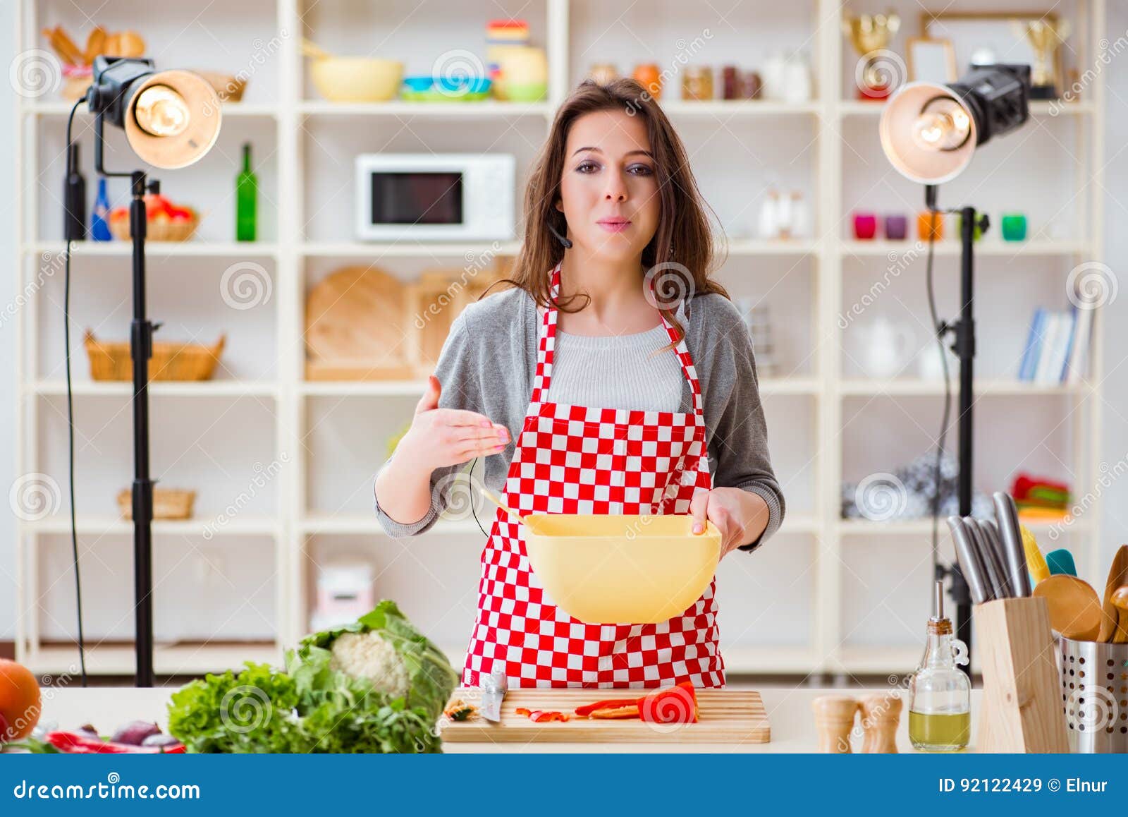 The Food Cooking Tv Show in the Studio Stock Image - Image of guest ...