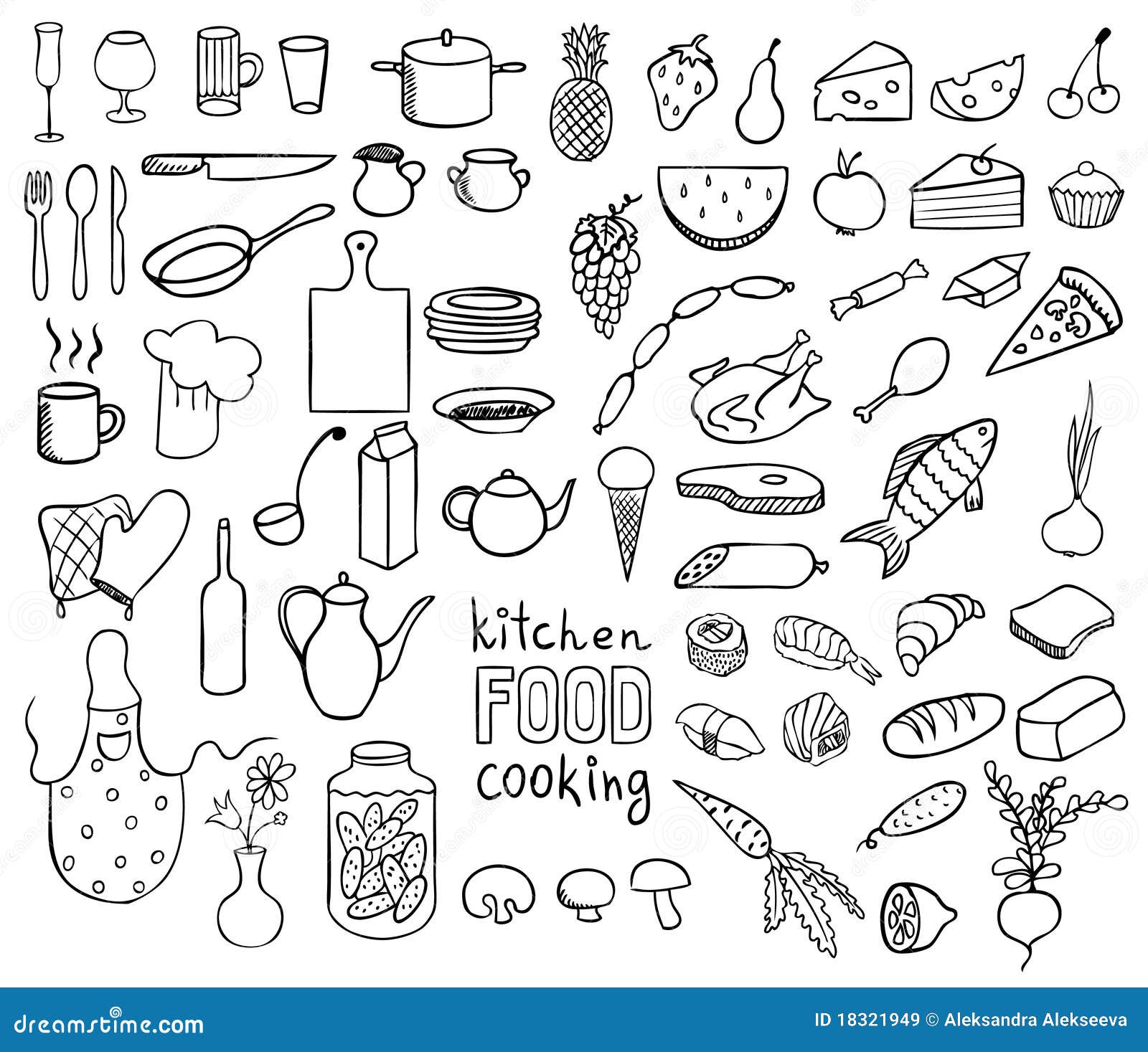 Food and Cooking Vector Collection Stock Vector - Illustration of cook ...