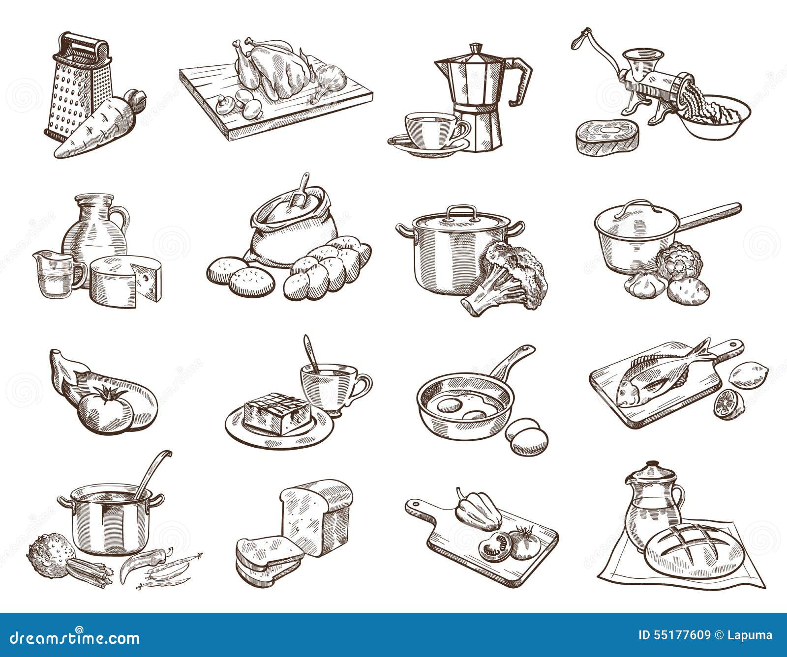 Food and cookware stock vector. Illustration of board - 55177609