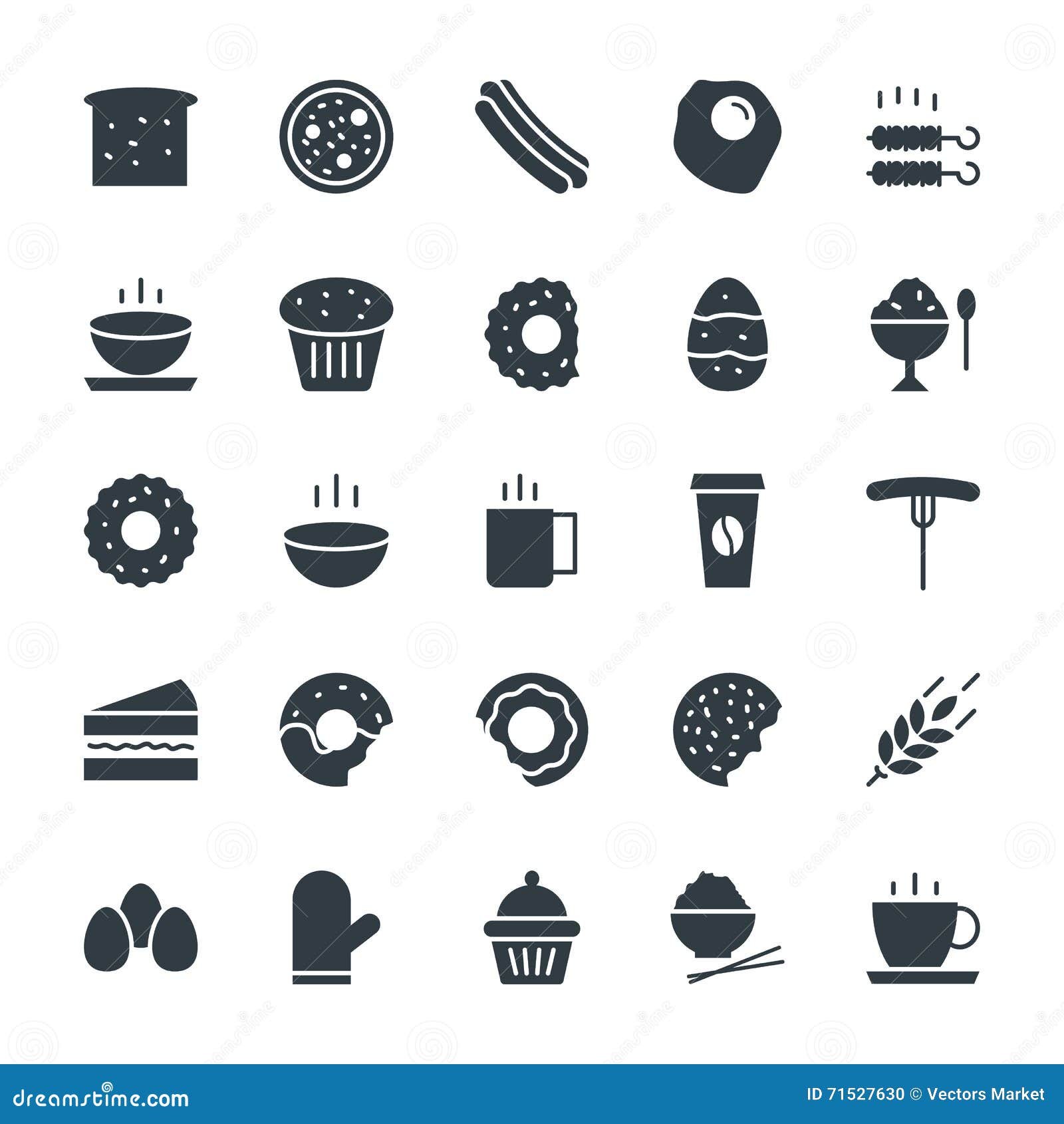 Food Cool Vector Icons 3 stock illustration. Illustration of bread ...