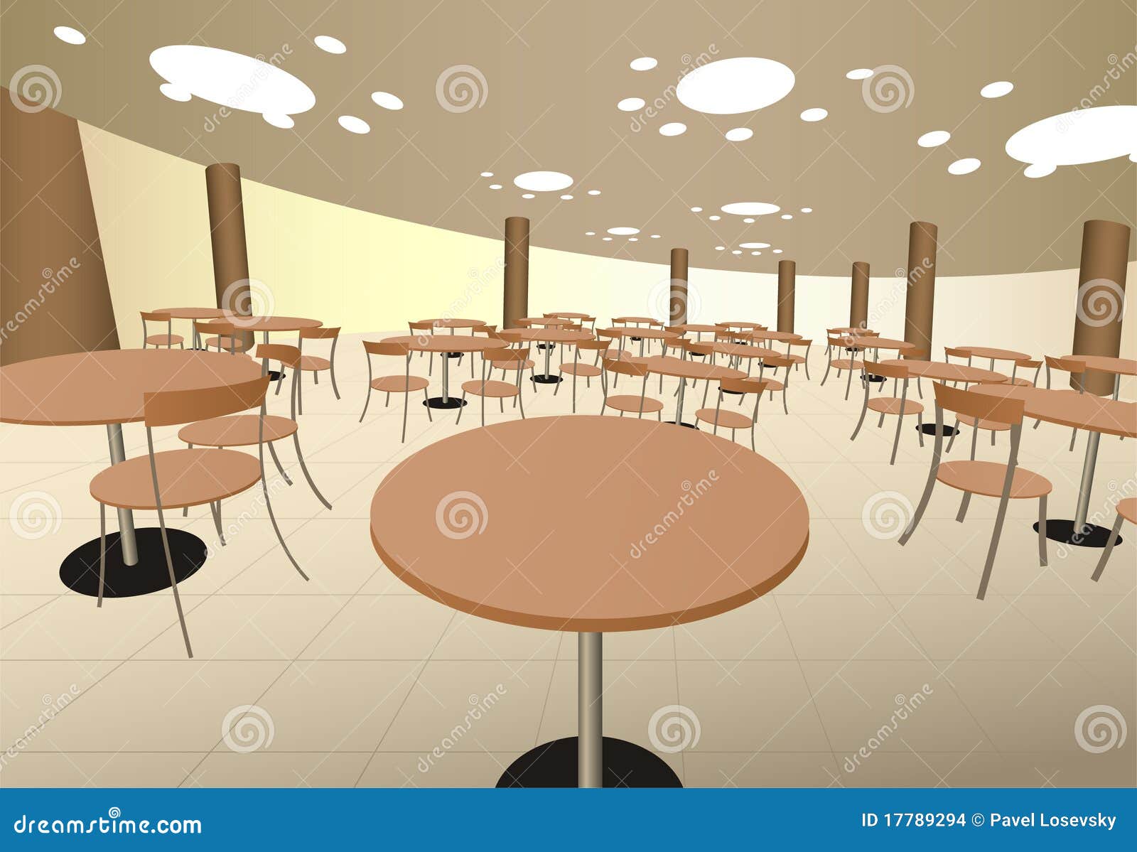 Food Cort Cafe with Tables in Mall Interior Stock Vector - Illustration ...