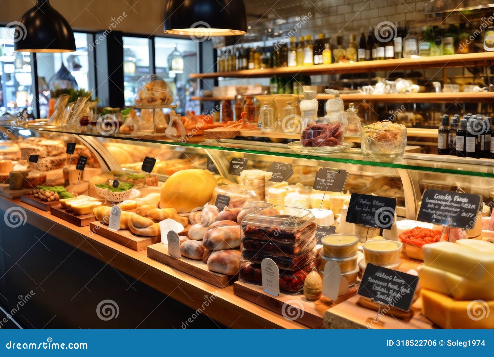 Food Counter in the Store, Interior Stock Illustration - Illustration ...
