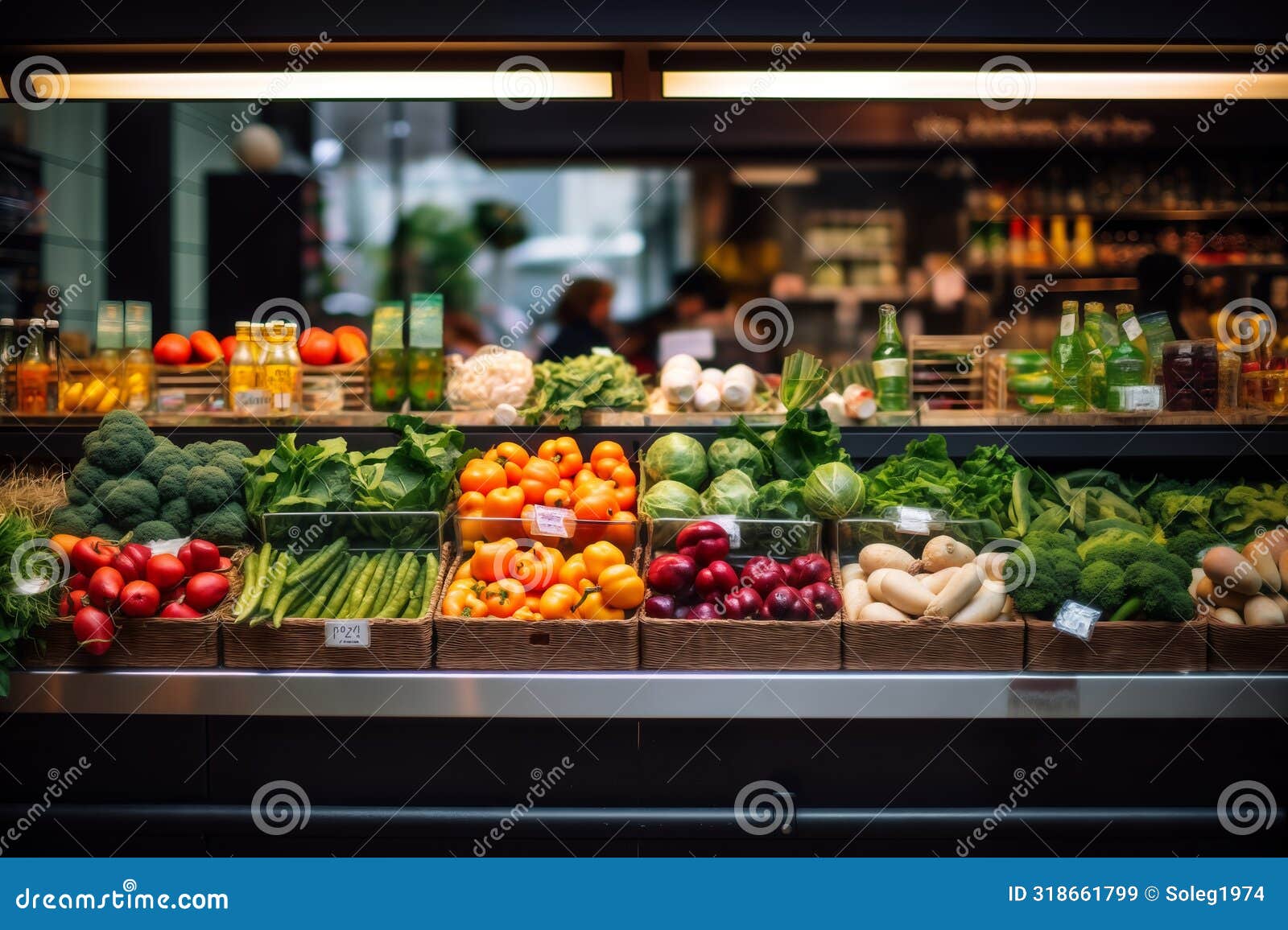 Food Counter in the Store, Interior Stock Illustration - Illustration ...