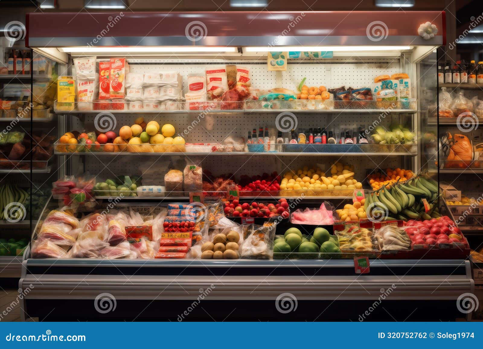 Food Counter in the Store, Interior Stock Illustration - Illustration ...