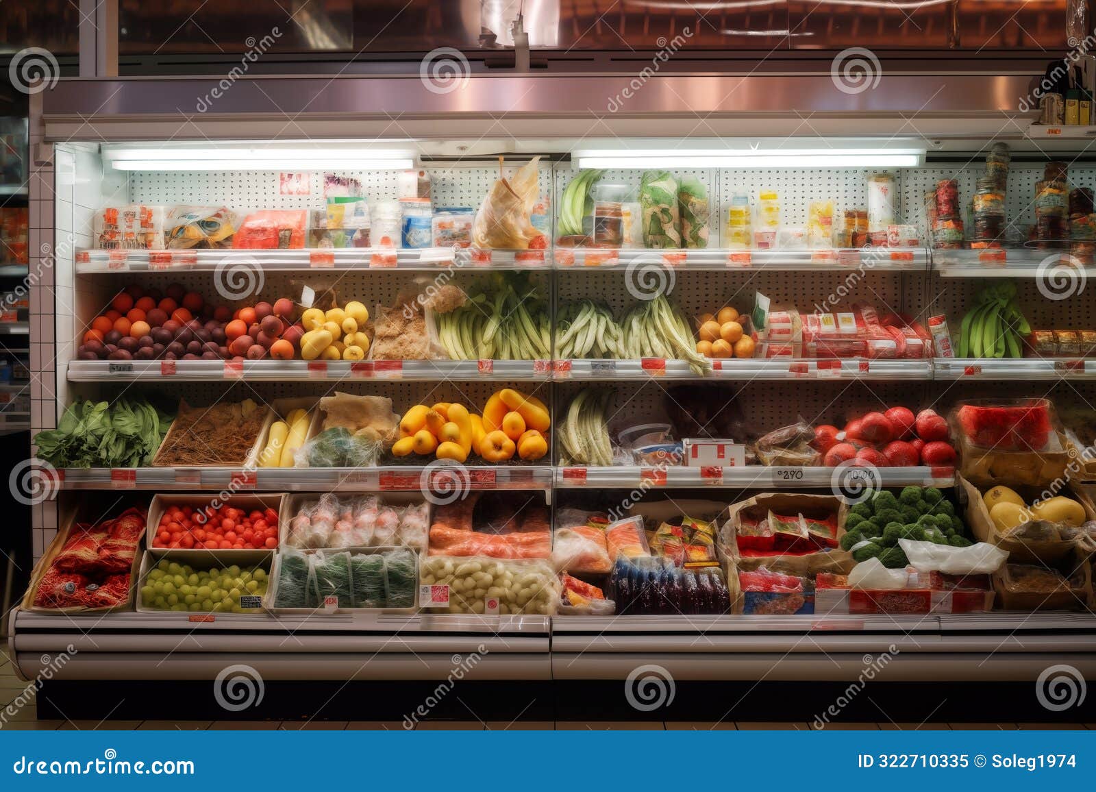 Food Counter in the Store, Interior Stock Illustration - Illustration ...