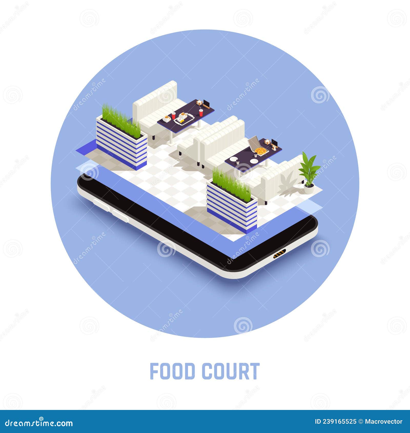 Food Court Colored Isometric Concept Stock Vector - Illustration of ...