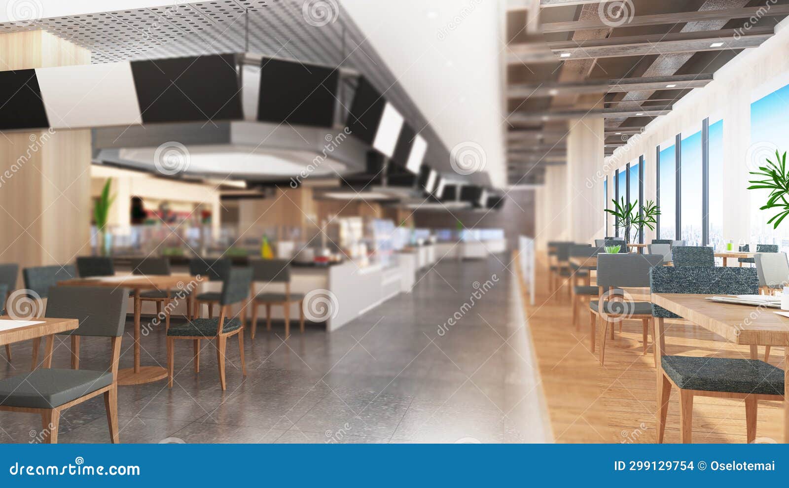 The Food Court, the Ordering Counter, and the Seating. ,3d Rendering ...