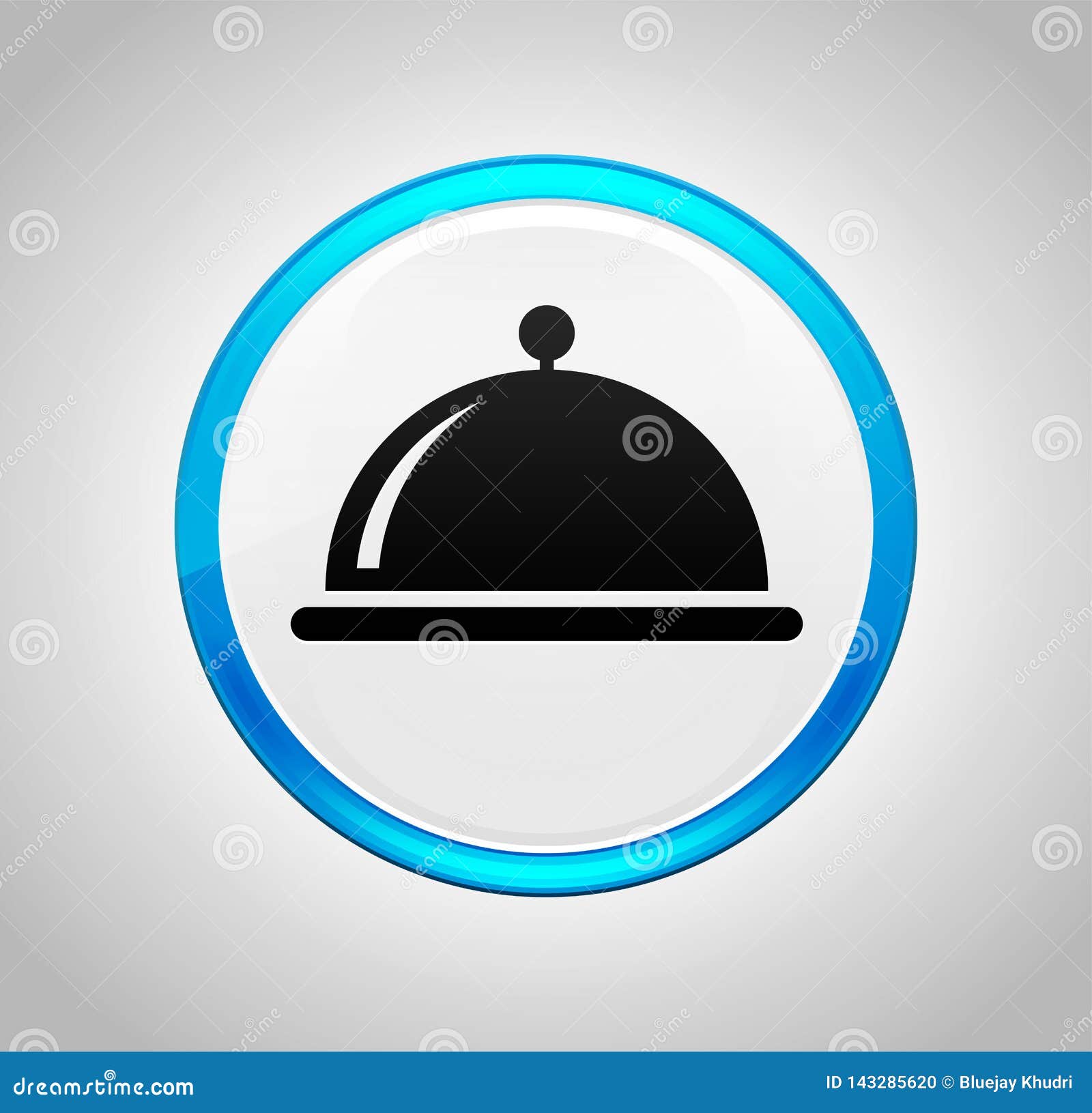 Food Cover Icon Round Blue Push Button Stock Illustration ...