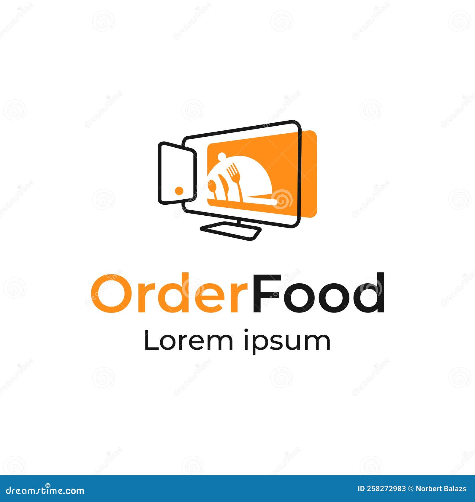 Order Food Logo Design. Smartphone and Computer Screen Vector ...