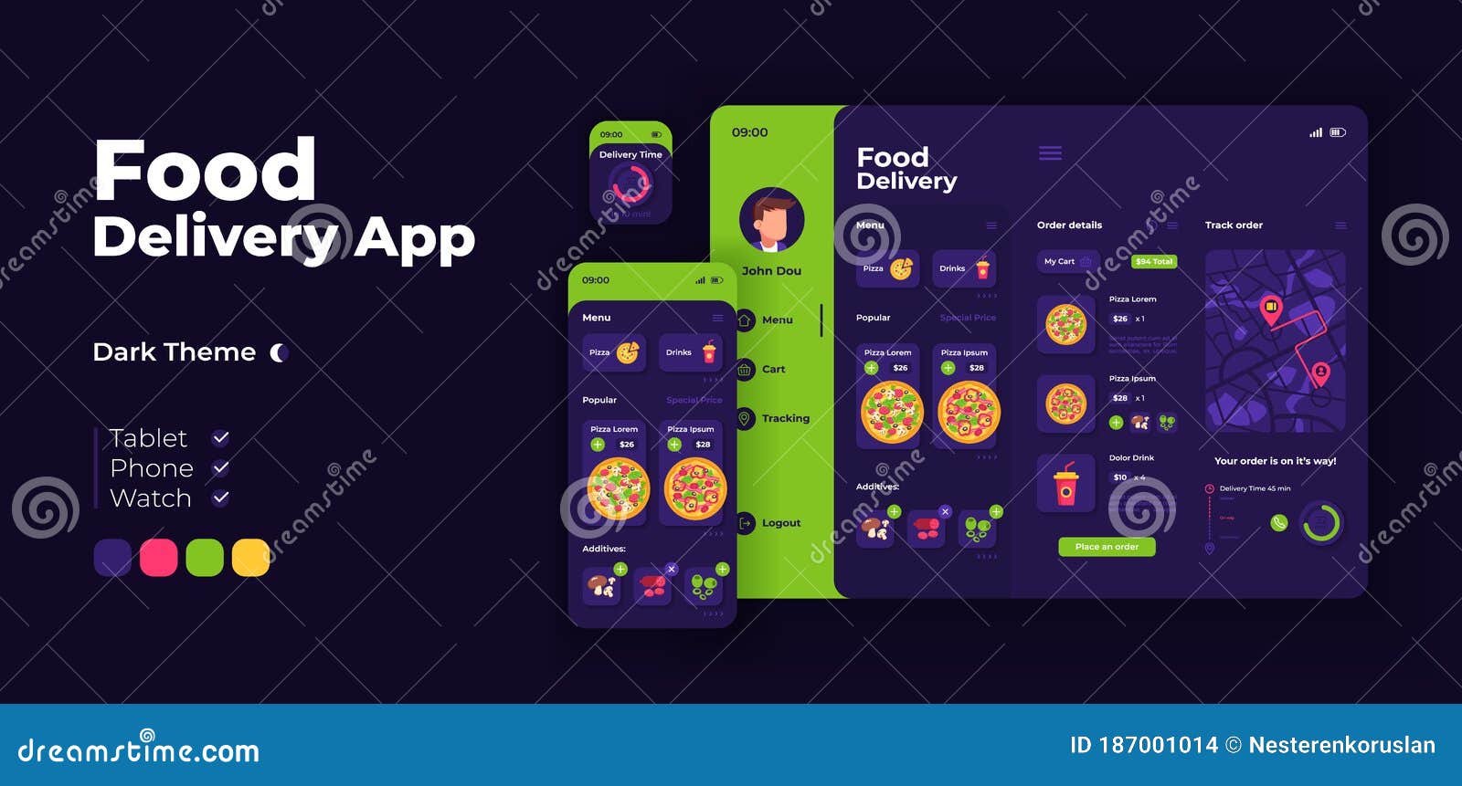 Food Delivery App Screen Vector Adaptive Design Template Stock Vector ...