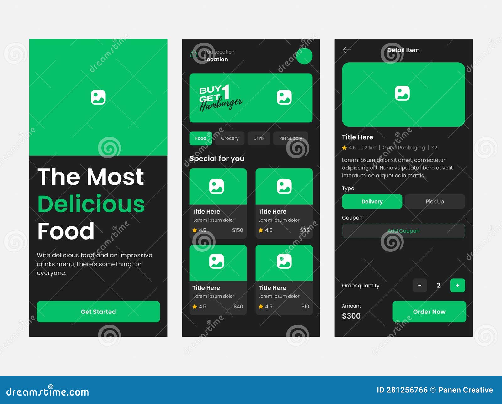 Food Delivery App UI Design Stock Illustration - Illustration of ...