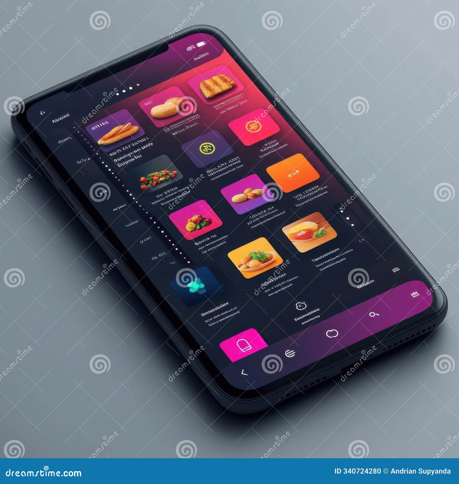 Food Delivery App UI Design, Order Food Online Stock Illustration ...