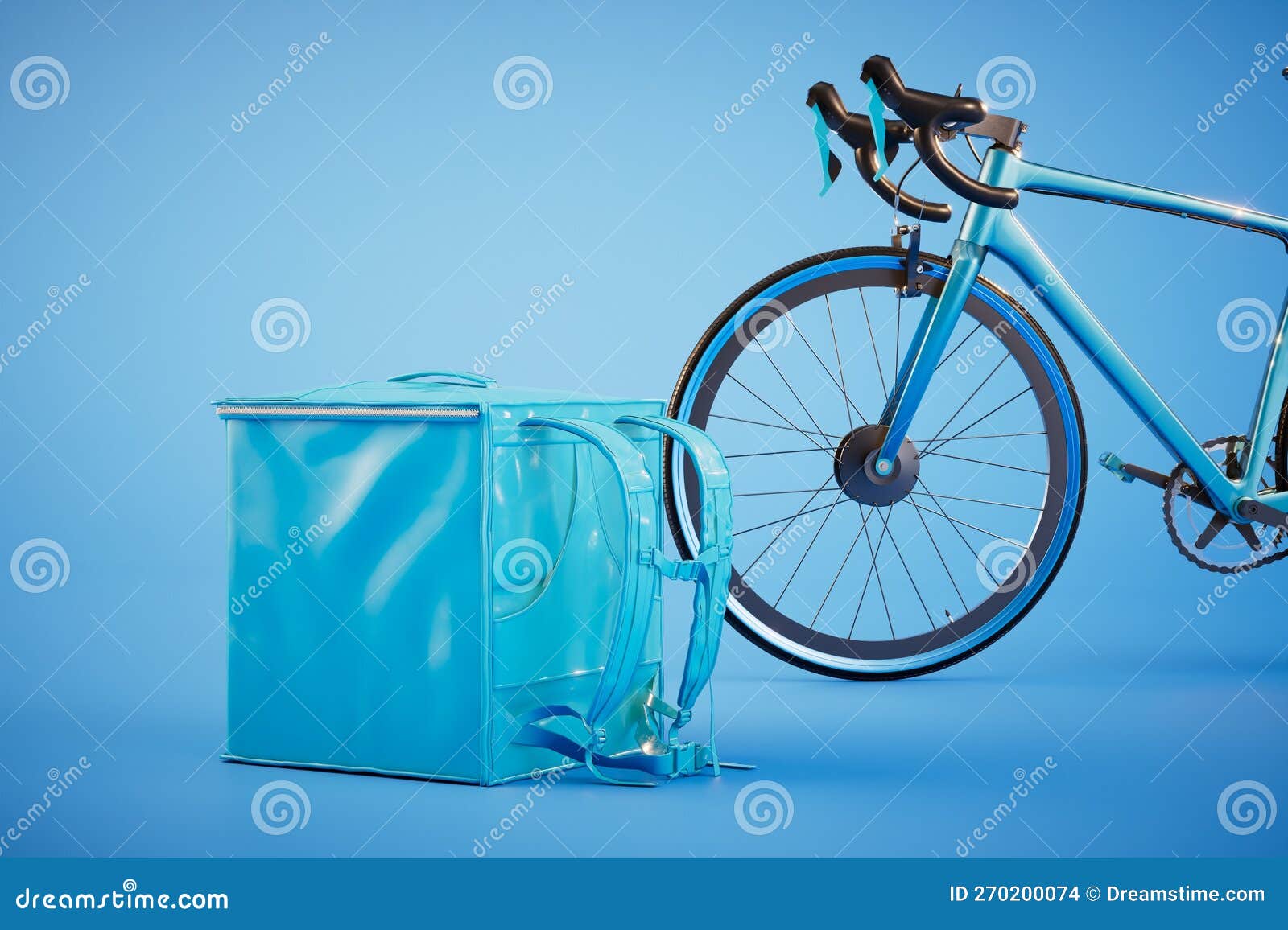 Food Delivery by Bicycle. a Bicycle and a Courier Bag for Food on a ...
