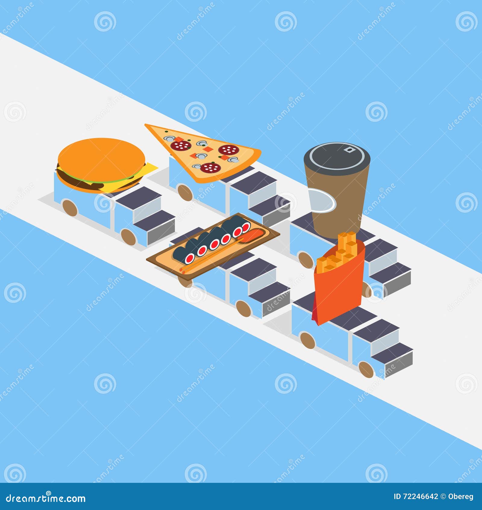 Food Delivery Concept Isometric Vector Illustration Stock Vector ...
