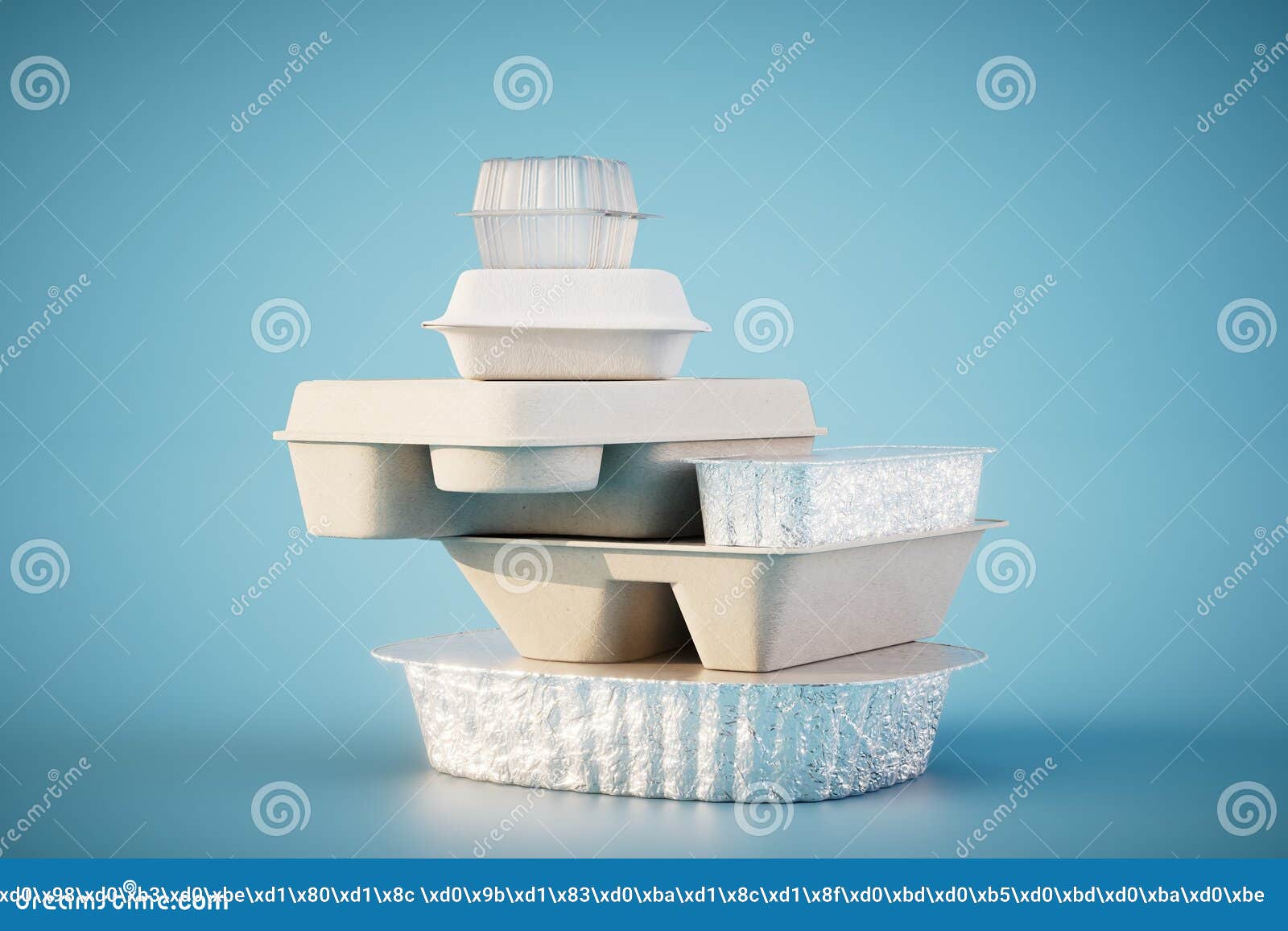 Food Delivery Containers of Different Sizes. 3D Render Stock Image ...