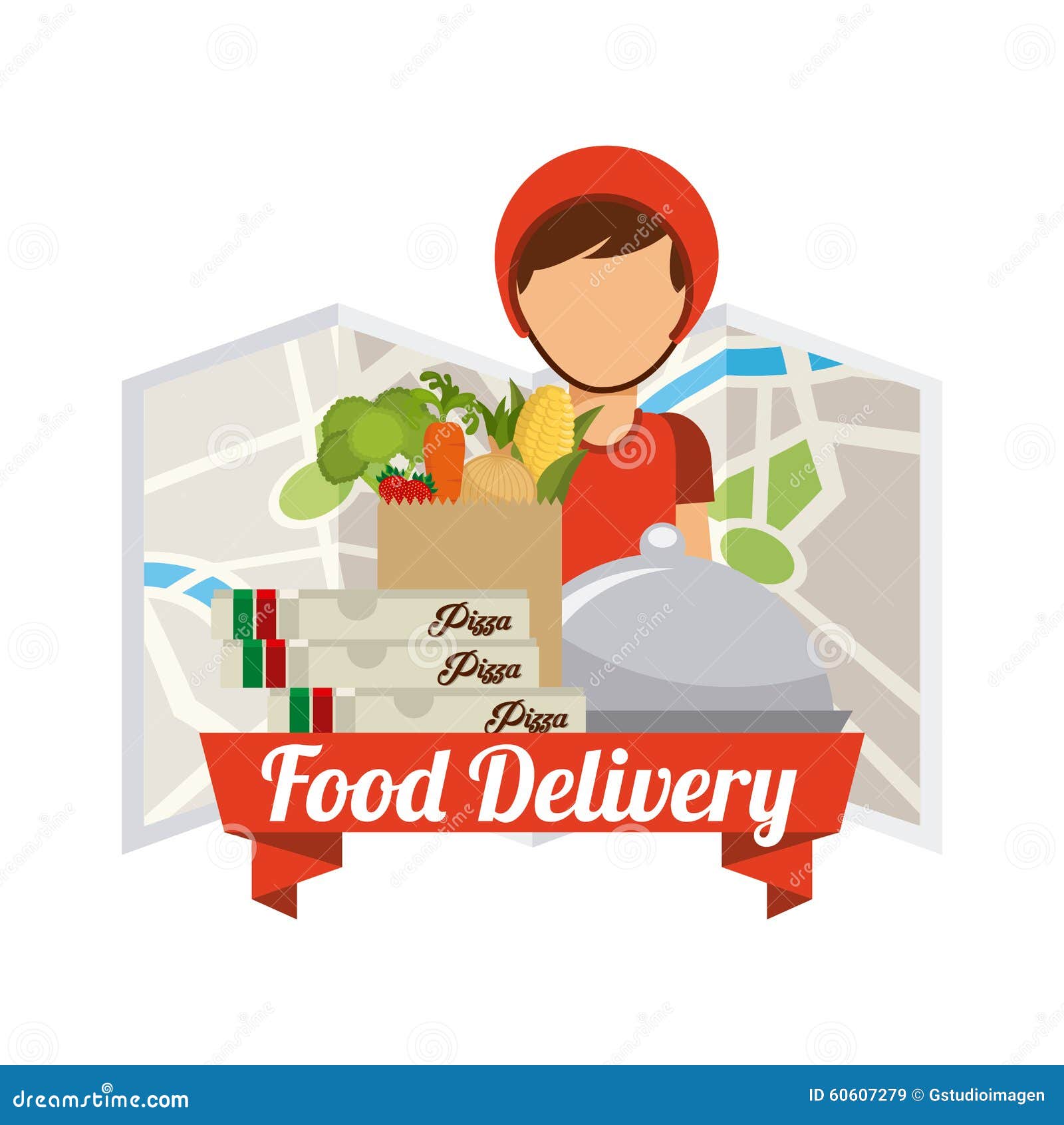 Food delivery stock vector. Illustration of pizza, deliver - 60607279