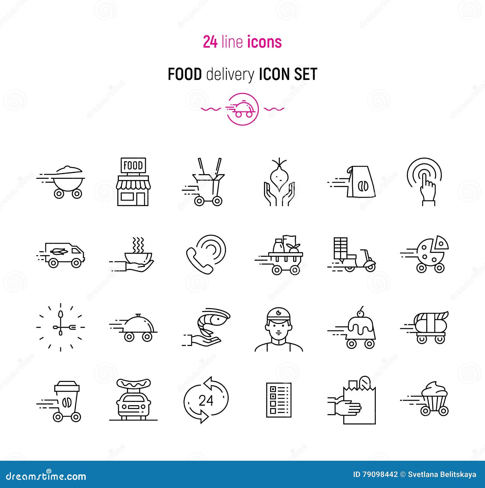 Food Delivery icon set stock illustration. Illustration of touch - 79098442