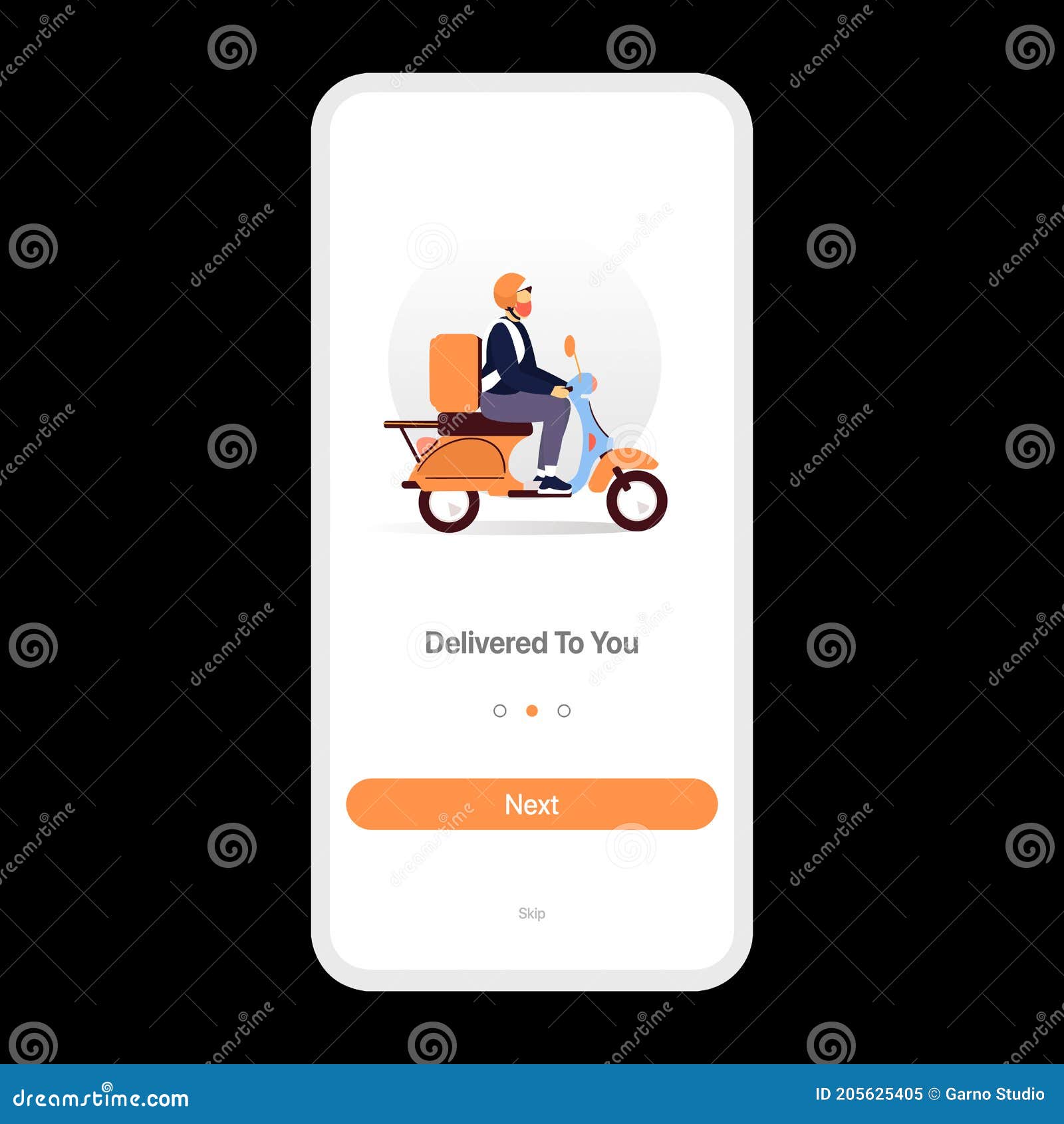 Food Delivery Service Screen Interface. Delivered Process Tracking ...