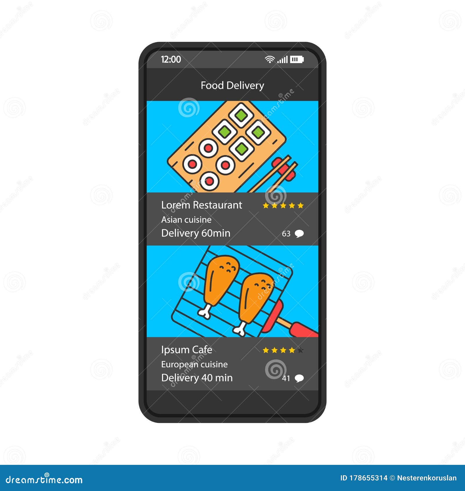 Food Delivery Smartphone Interface Vector Template Stock Vector ...