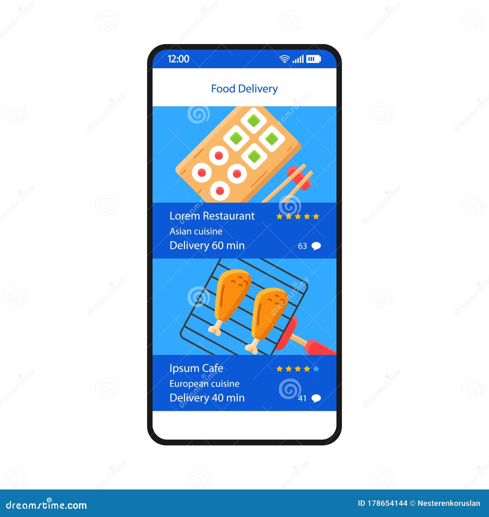 Food Delivery Smartphone Interface Vector Template Stock Vector ... Food Delivery Smartphone Interface Vector Template Stock Vector ...