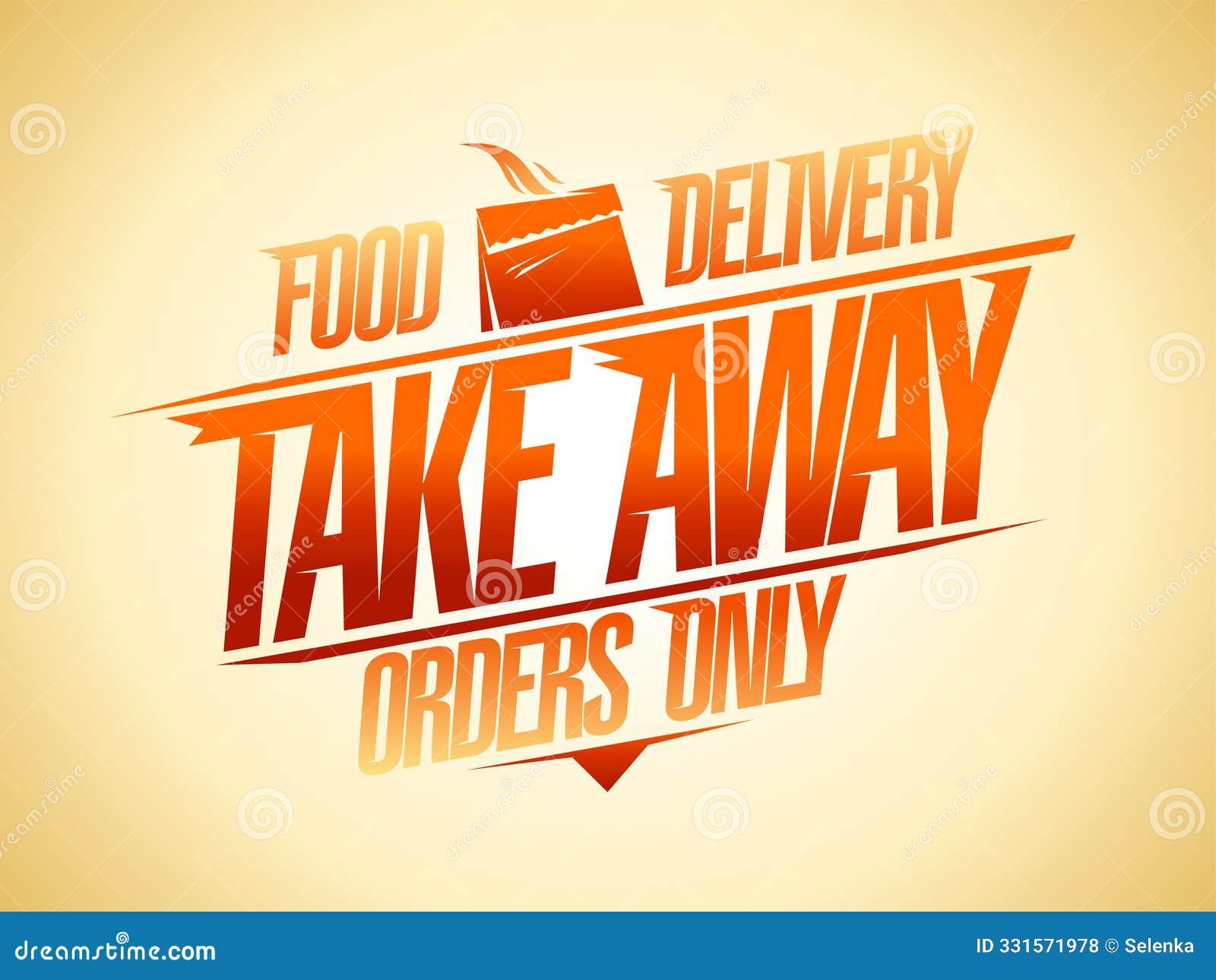 Food Delivery, Take Away Orders only Sign Template Stock Illustration ...