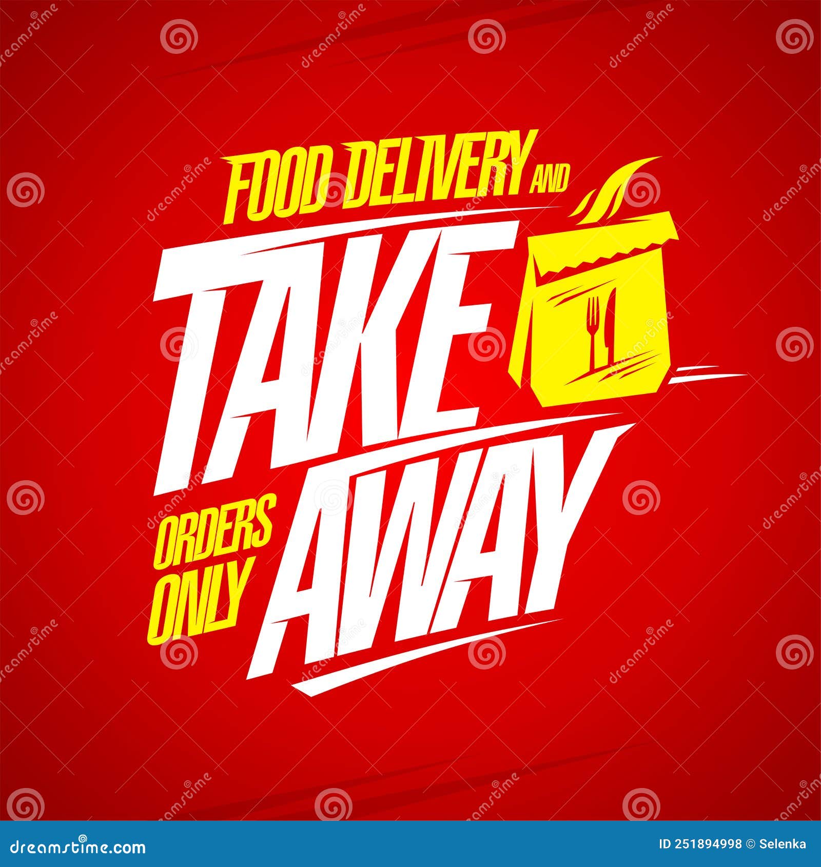 Food Delivery and Take Away Vector Banner or Sticker Stock Vector ...