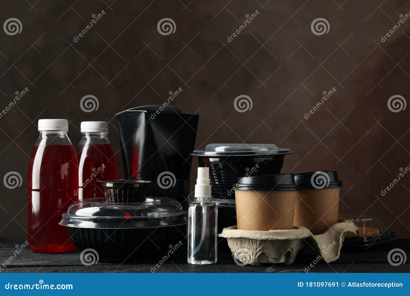 Food Delivery Food in Takeaway Boxes on Wooden Table Stock Image ...