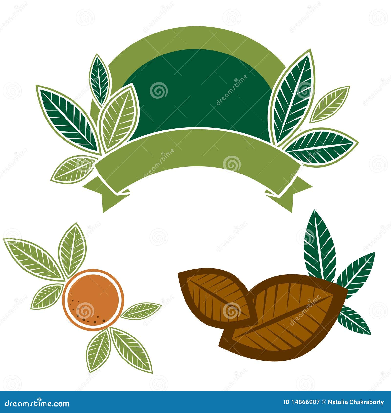 Food Design Elements with Leafs Stock Vector - Illustration of product ...